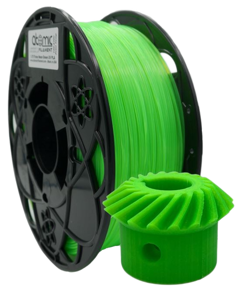 Atomic Filament Translucent Neon Green PLA - UV REACTIVE1.75mm